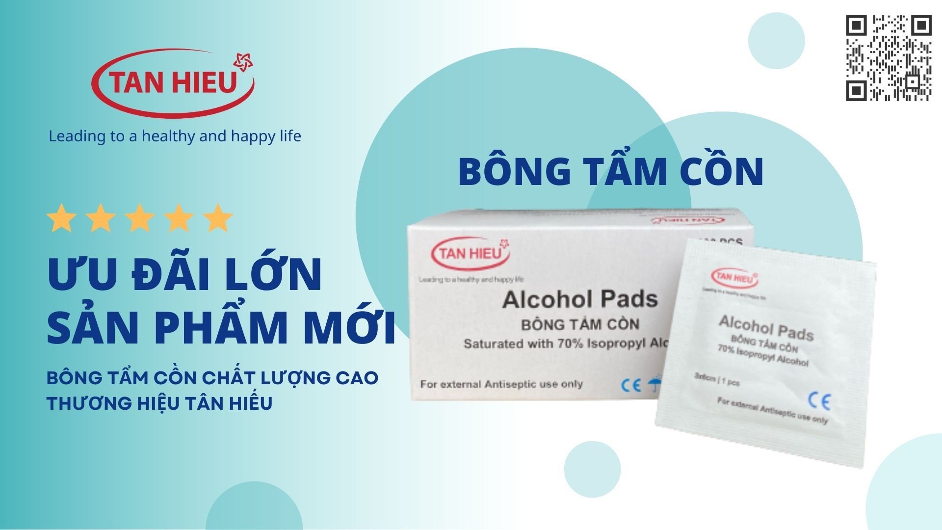 Bông tẩm cồn Alcohol Pads Tân Hiếu (100 miếng)